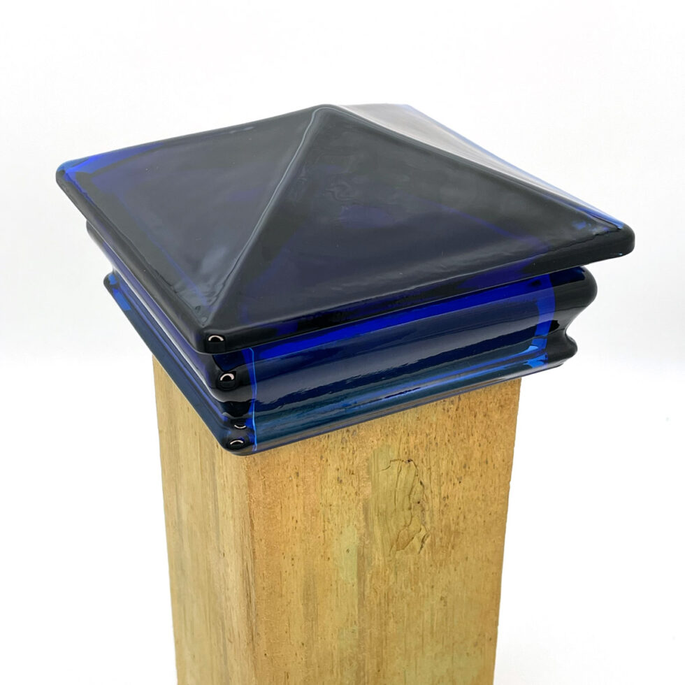 Woodway Cobalt Blue Glass Post Cap - Glass Post Caps